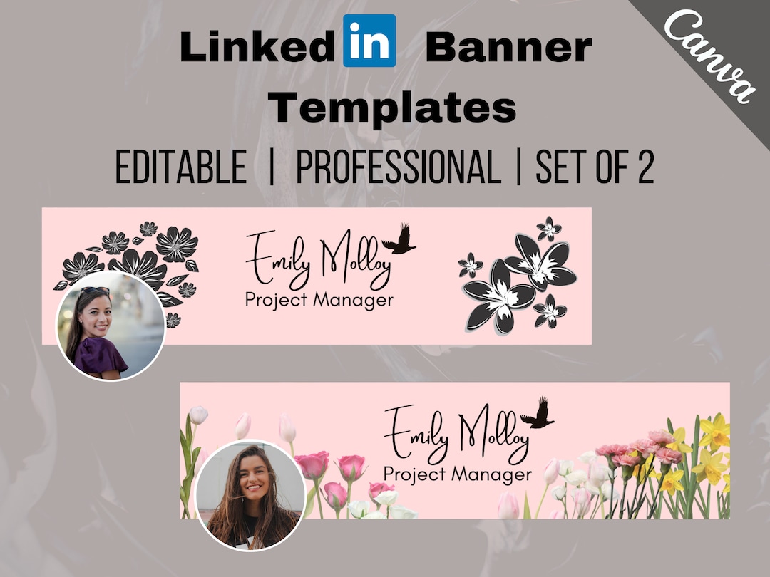Linkedin Banner Canva, Editable Template, Linked In, Pink Minimalist ...