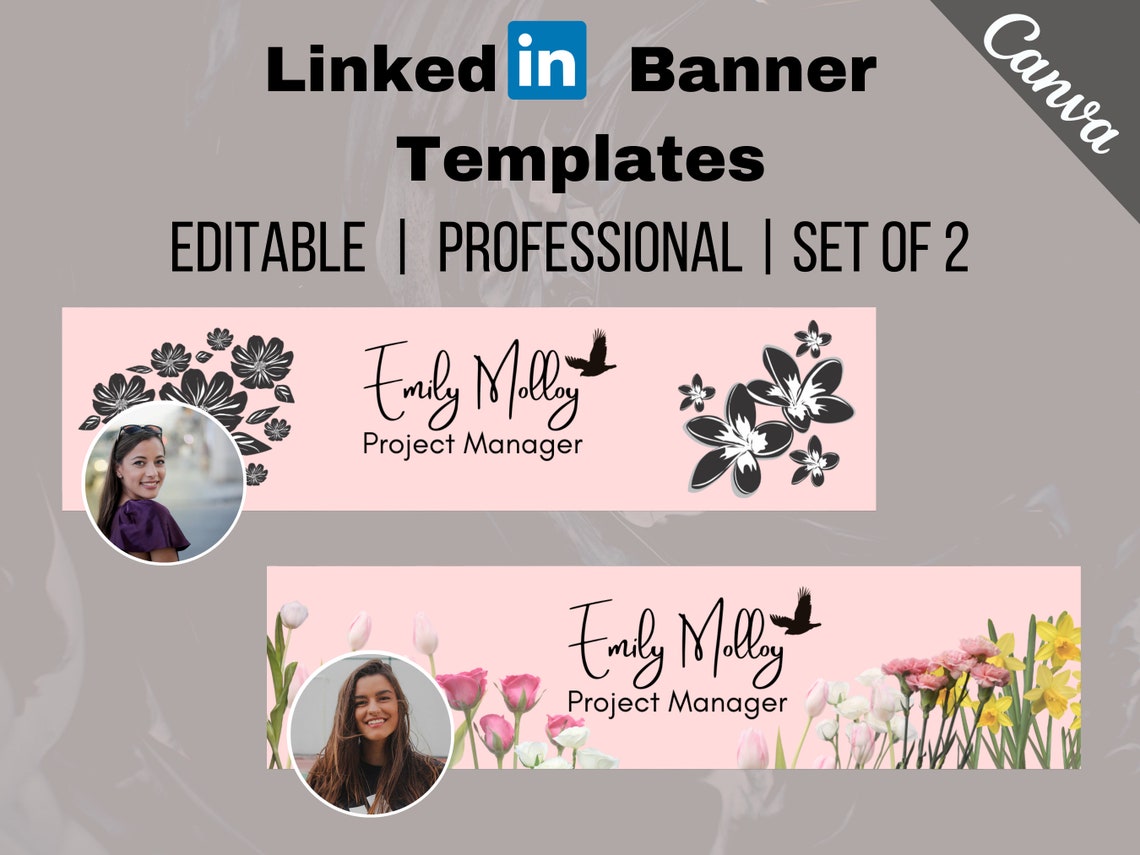 Linkedin Banner Canva, Editable Template, Linked In, Pink Minimalist ...