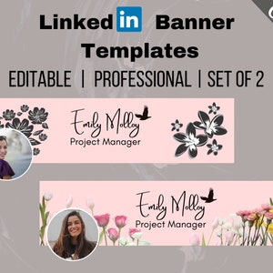Linkedin Banner Canva, Editable Template, Linked In, Pink Minimalist ...