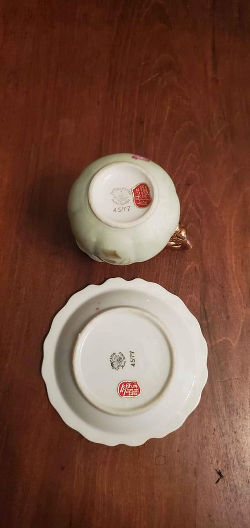 Lefton China Green Heritage Small Pitcher & Bowl Set # 4577 Hand ...