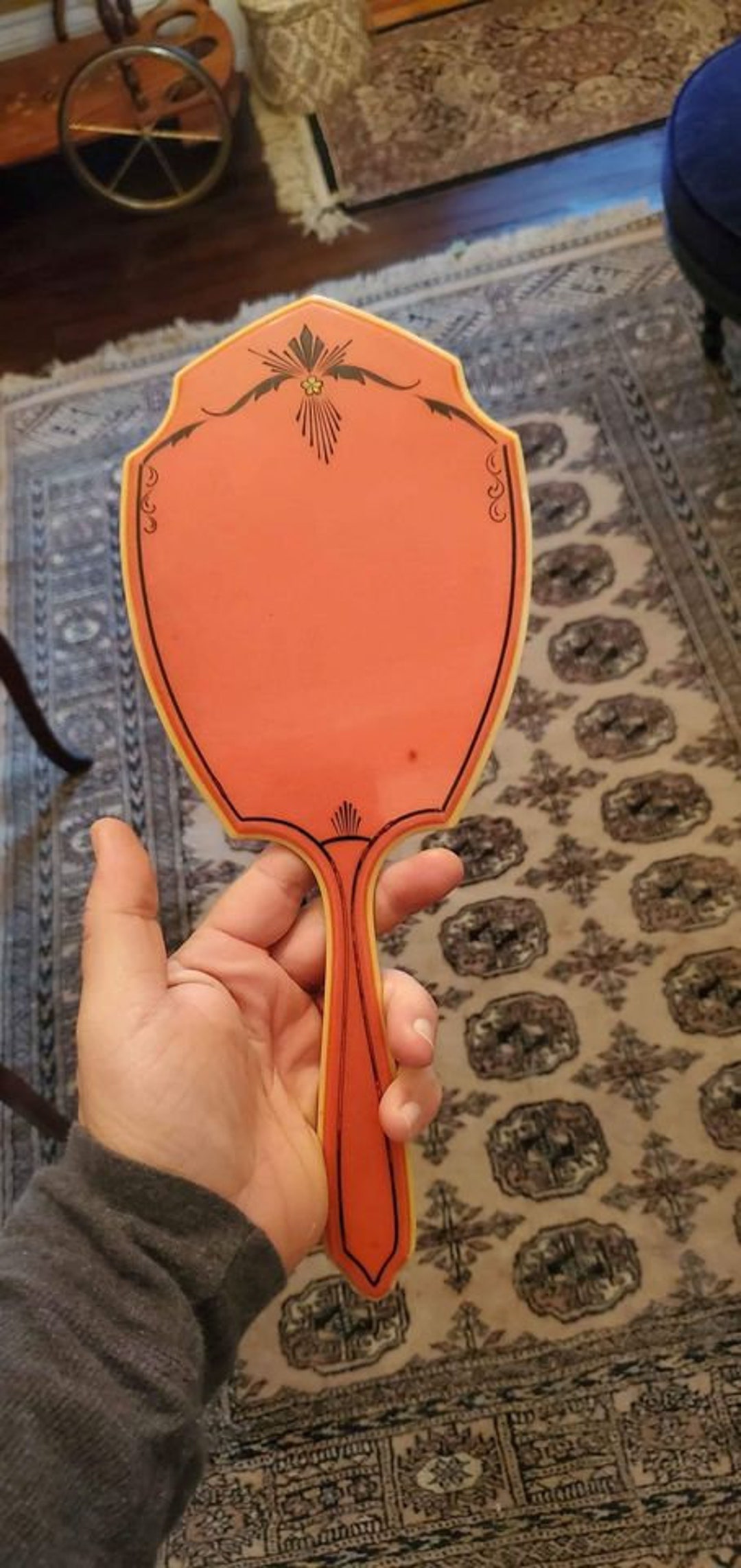 Vintage Art Deco Bakelite Celluloid Handheld Beveled Mirror - Etsy