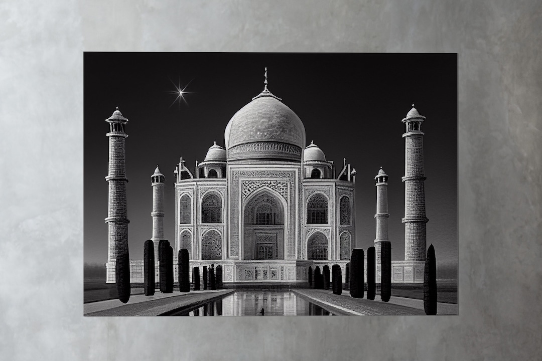 Black and White Taj Mahal Art Print, India Home Decor (digital Download ...