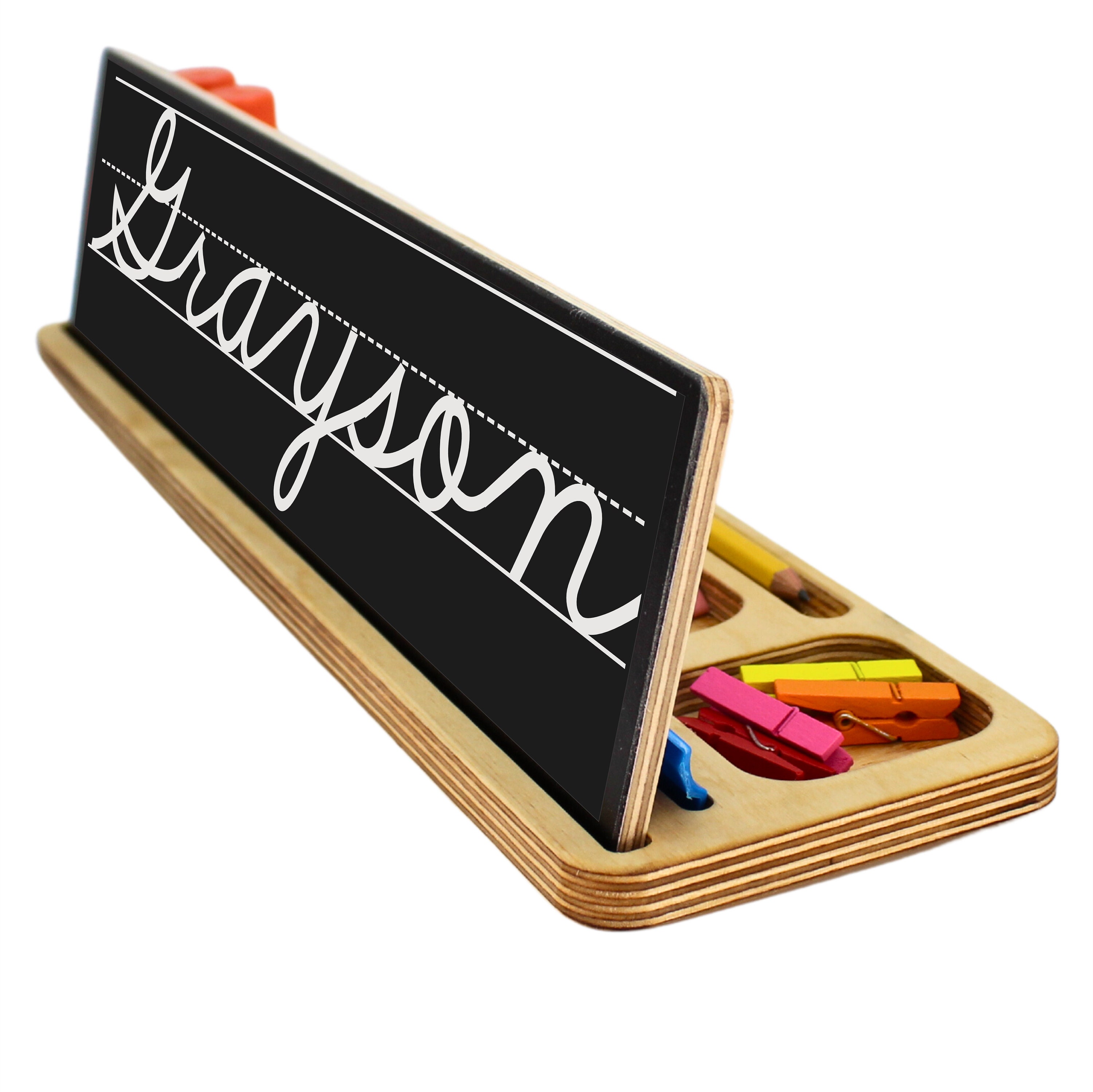Wooden Student Name Desk Sign With Convenient Built-in Storage - Etsy