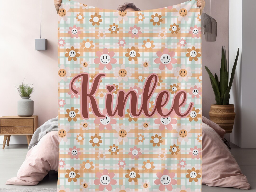 Personalized Baby Blanket, Custom Name Baby Blankets for Girl, Smiley ...
