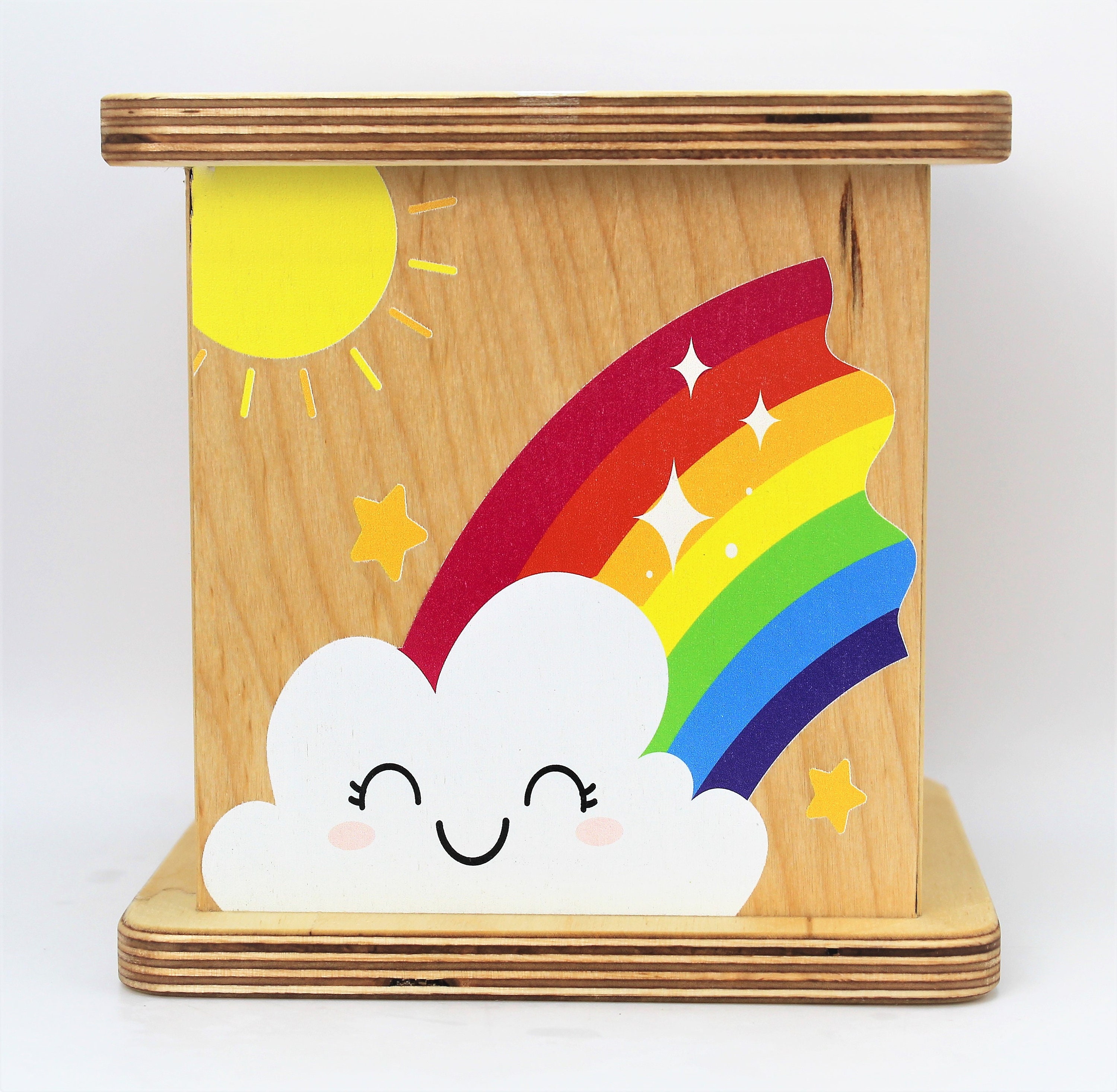 Wooden Piggy Bank for Kids Rainbow Themed Nursery Shelf - Etsy