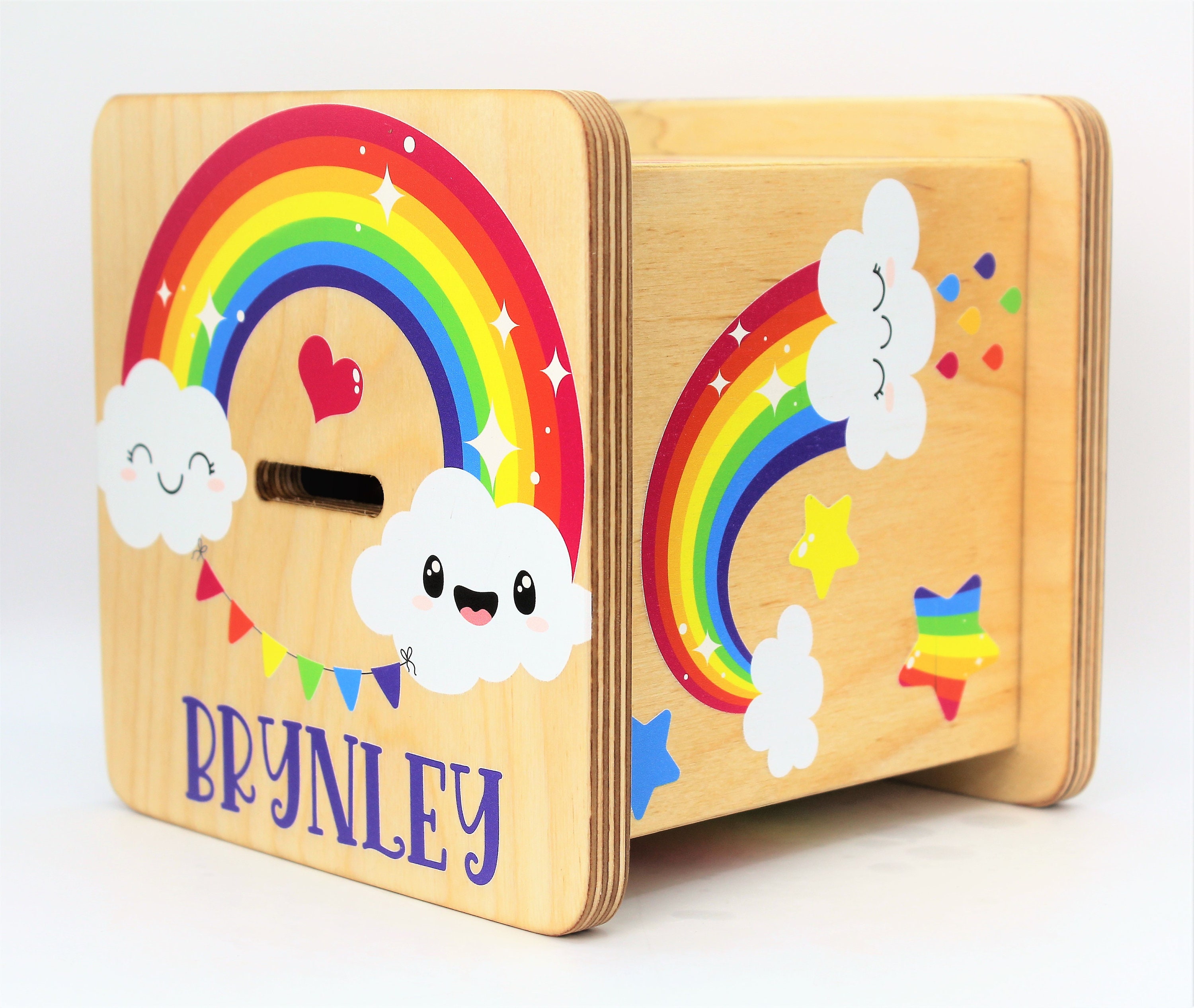 Wooden Piggy Bank for Kids Rainbow Themed Nursery Shelf - Etsy