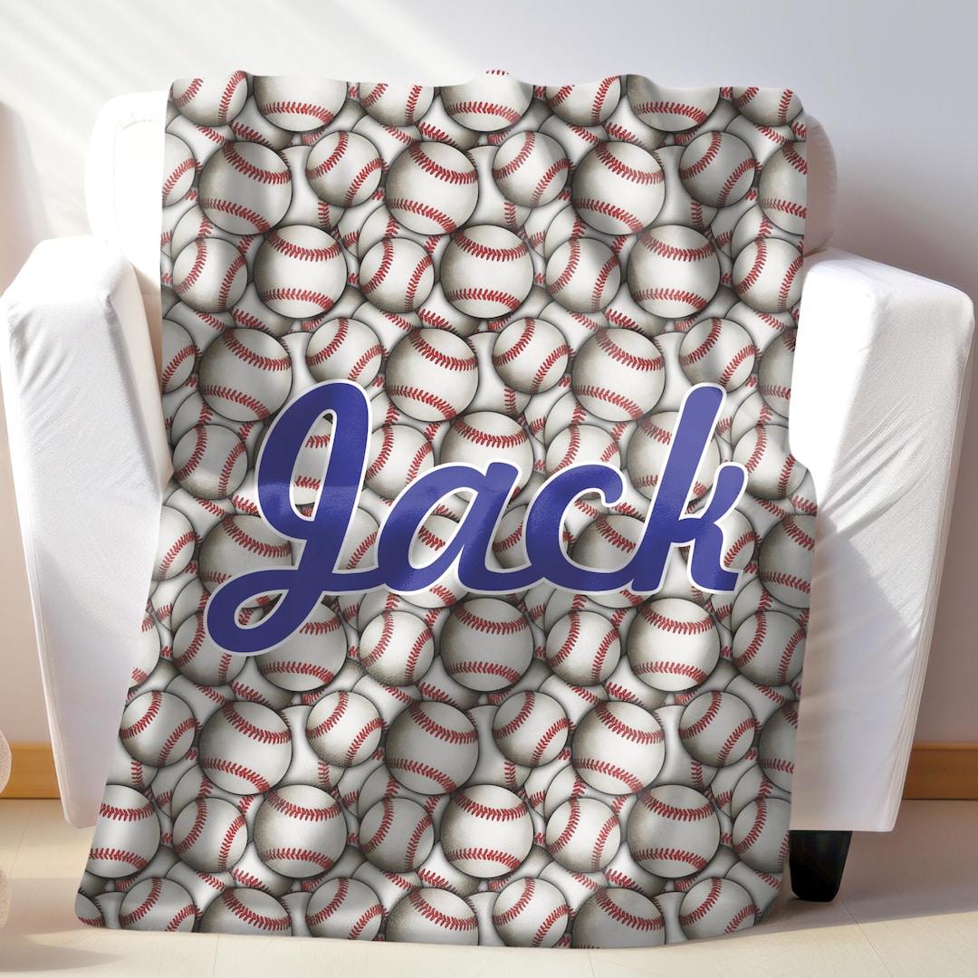 Personalized Baseball Blanket Gift, Customized Name Blanket for Boys or ...