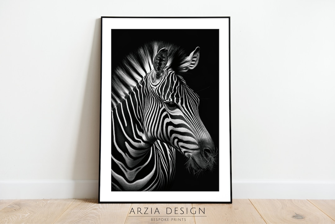 Zebra Head Art Print, Downloadable, Printable, Animal Portrait - Etsy