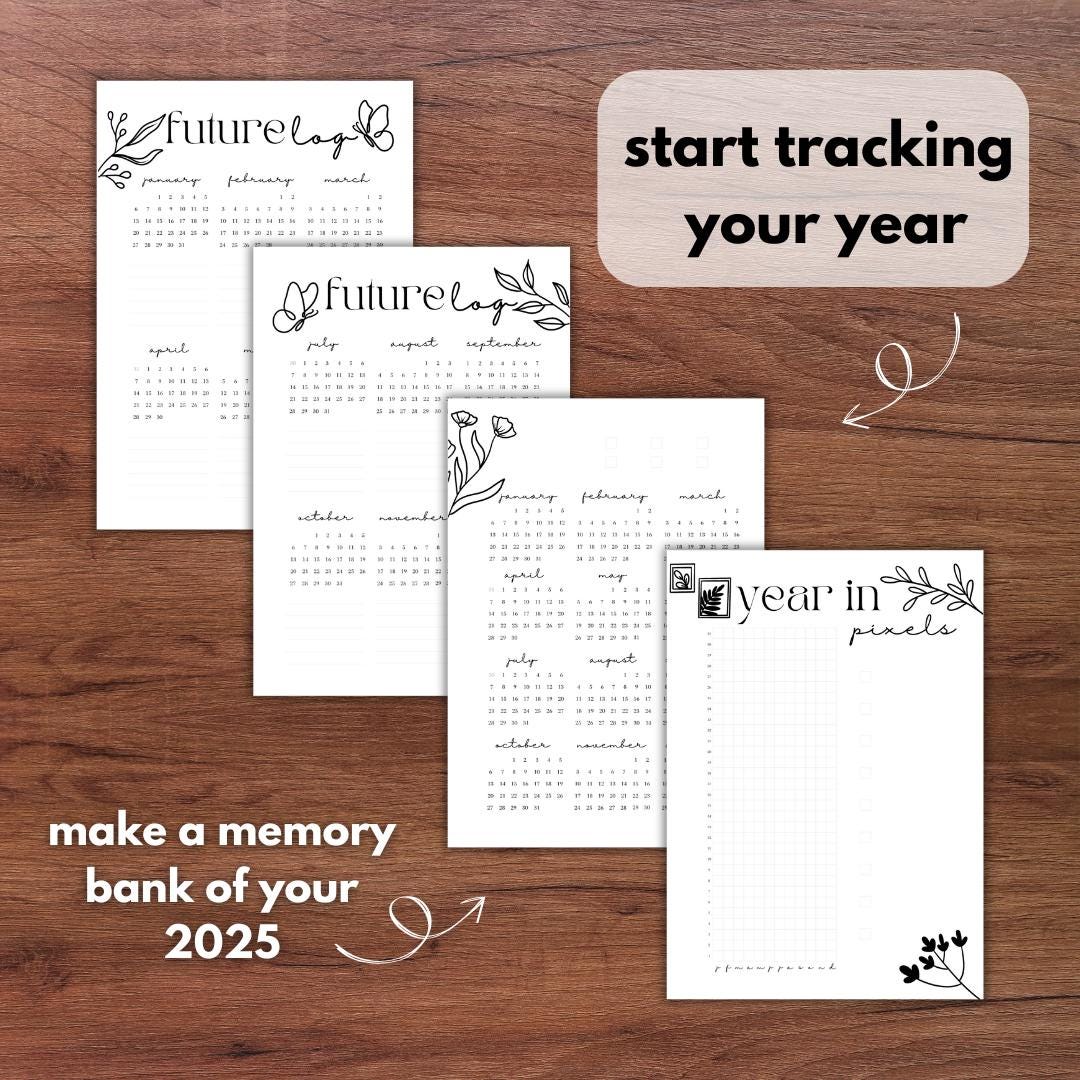 2025 Bullet Journal Bundle - Yearly Planner Journal Pages - A4, A5 ...