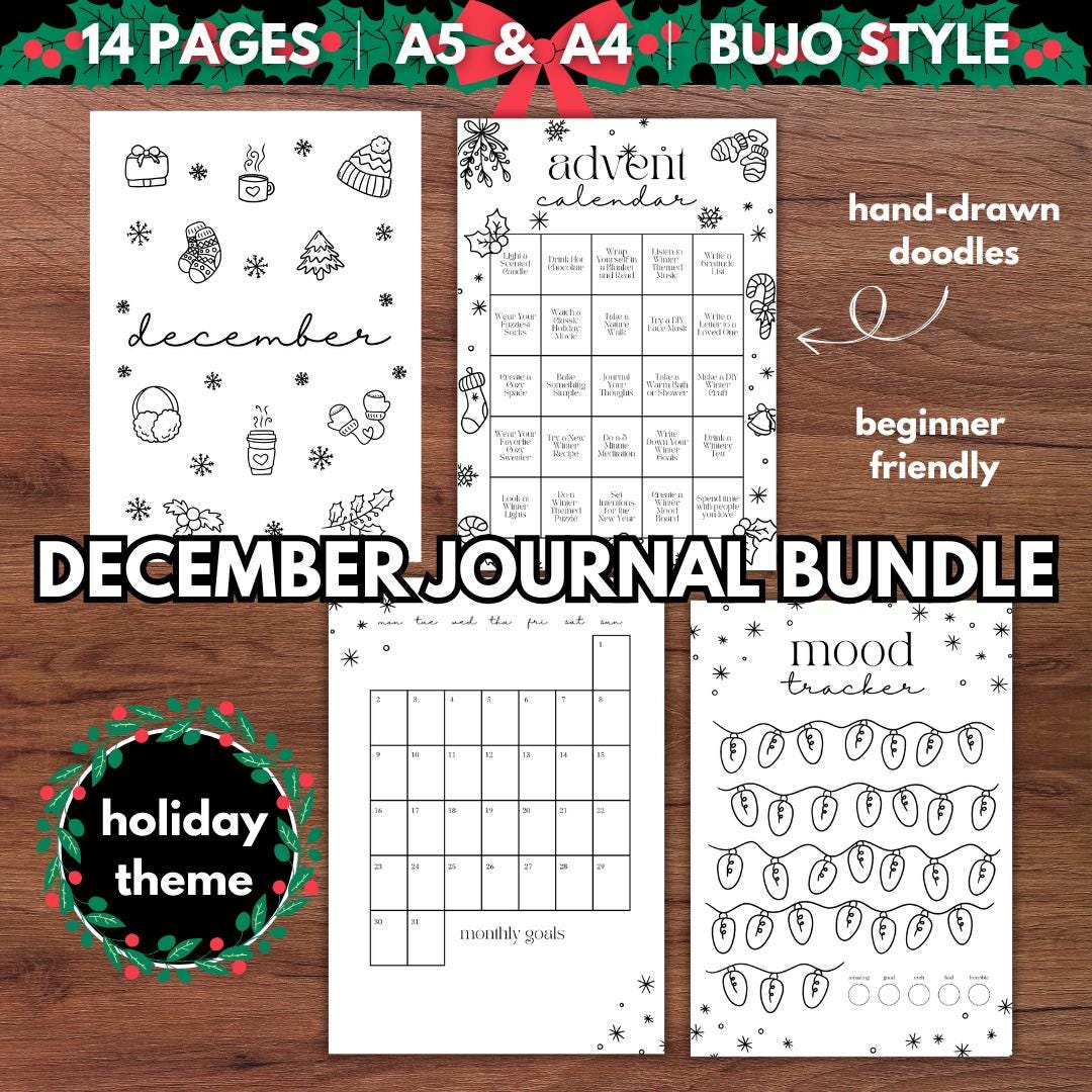 December Journal Bundle Printable,december Monthly Calendar,winter ...