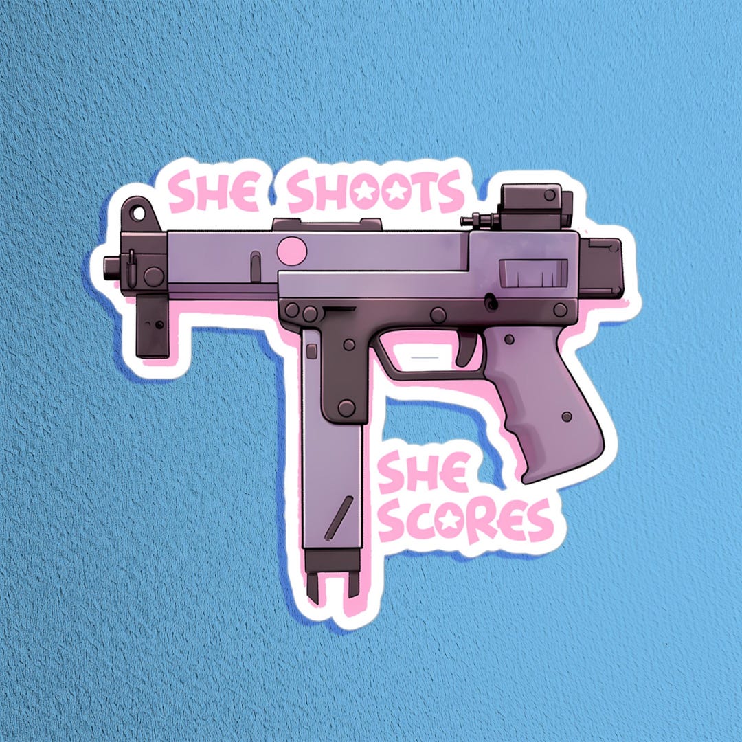 Cute Pink Uzi Sticker Girl Power Laptop Sticker Pink Gun Decal ...