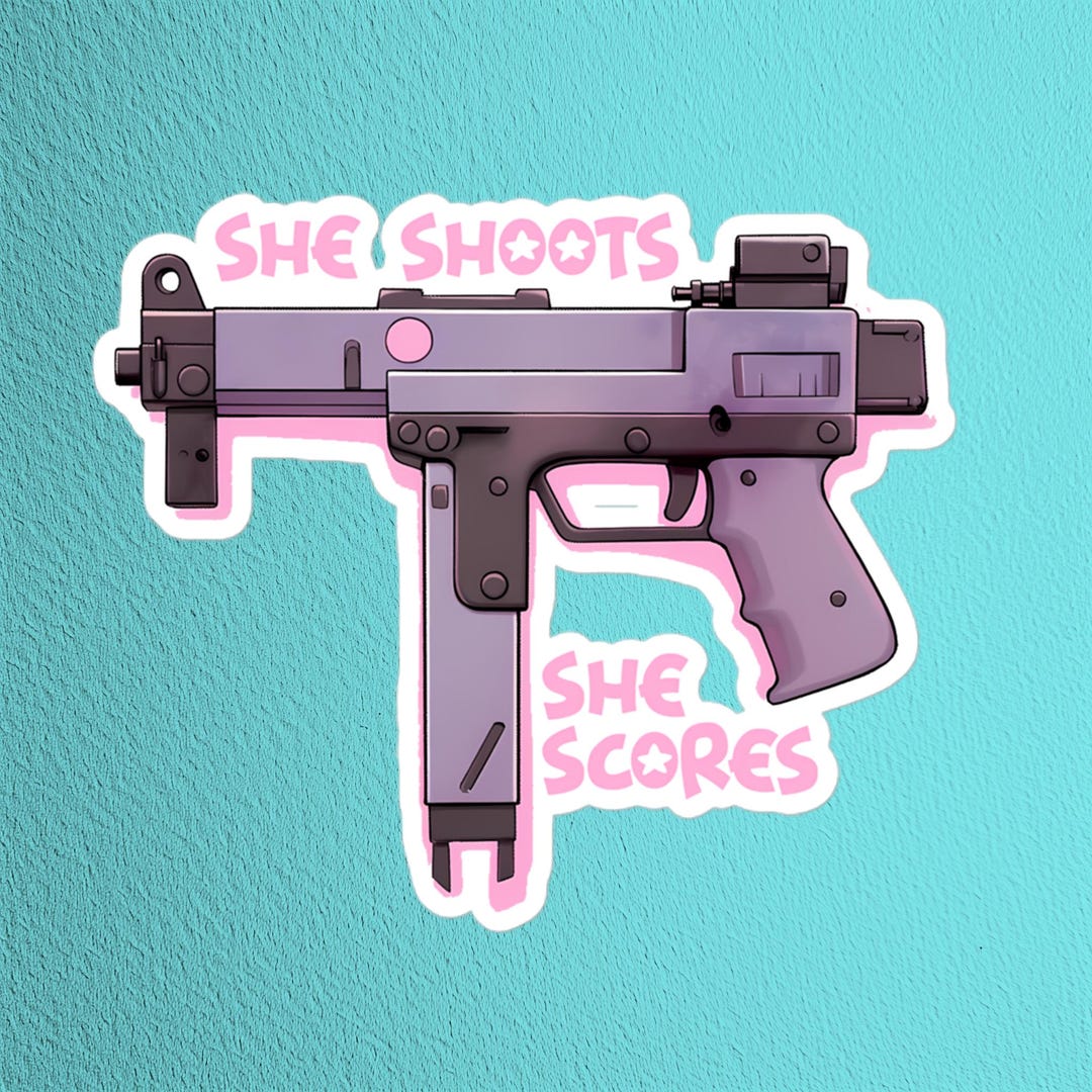 Cute Pink Uzi Sticker Girl Power Laptop Sticker Pink Gun Decal Empowering Girly Quote Laptop ...