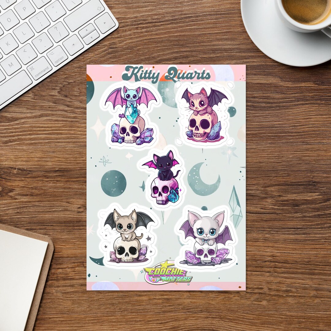 Pastel Goth Sticker Sheet – Skull Cat, Kawaii Gothic Vinyl Stickers - Etsy