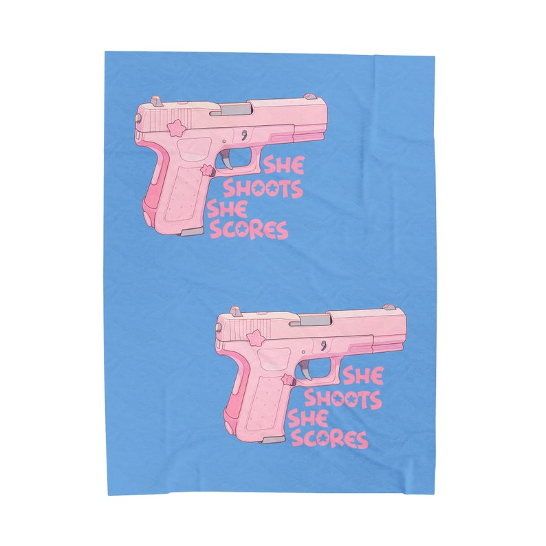 Pink Glock Velveteen Plush Blanket for Dorm Decor Cute Gun Design Throw ...