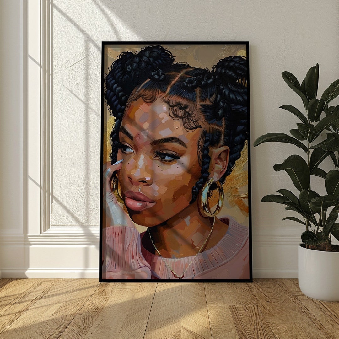 Black Woman Art for Bedroom Black Woman Wall Art for Salon African American Art Black Girl Wall ...