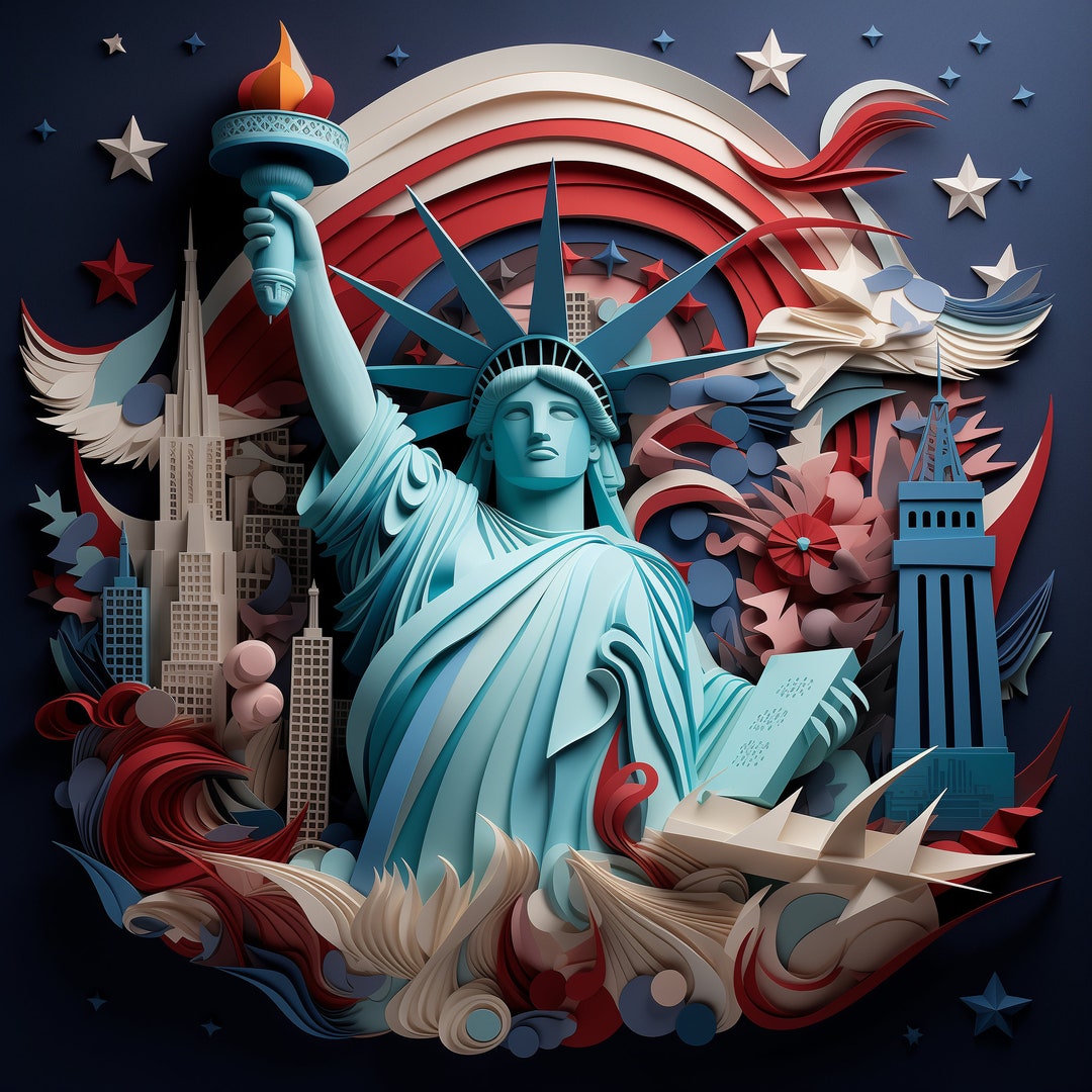 Patriotic Elegance: Quilled Statue of Liberty Glory - Generative AI Art ...