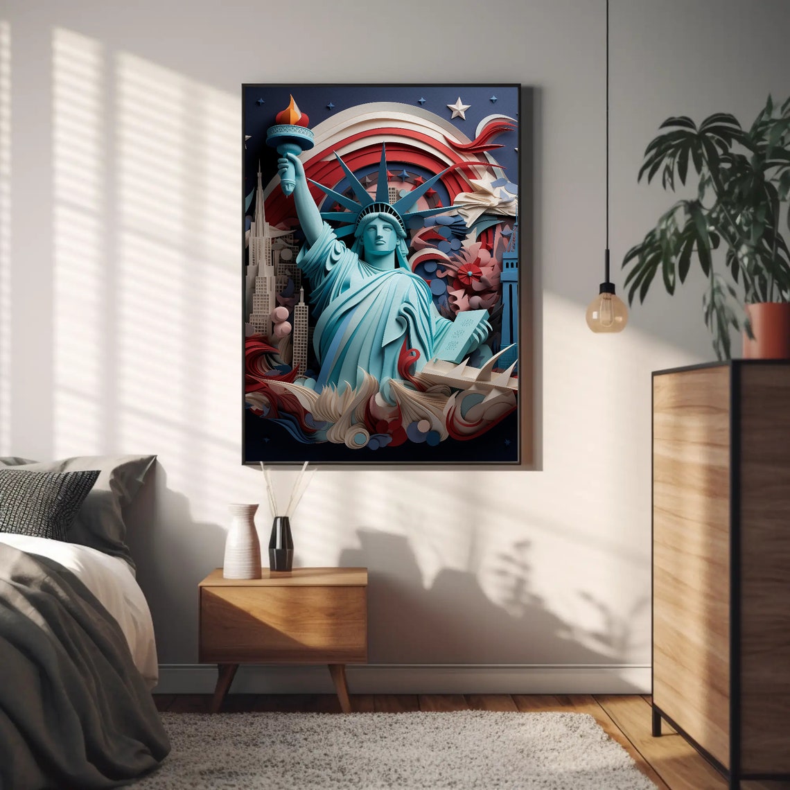 Patriotic Elegance: Quilled Statue of Liberty Glory - Generative AI Art ...