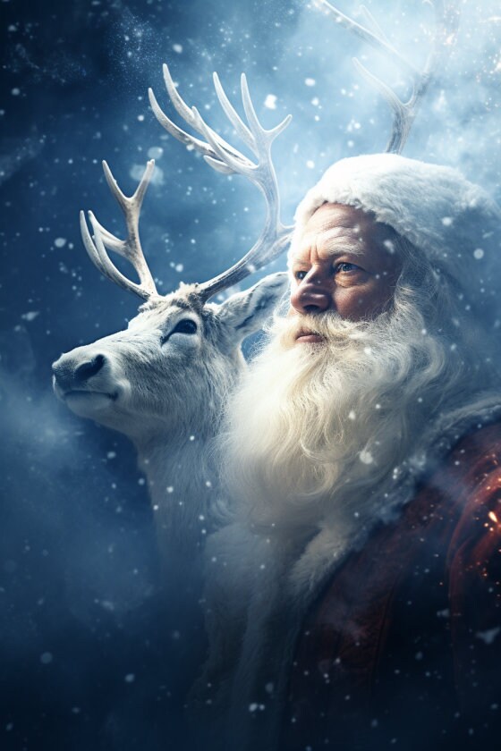 Jolly Journey - Santa Claus and Reindeer Digital Art Collection ...