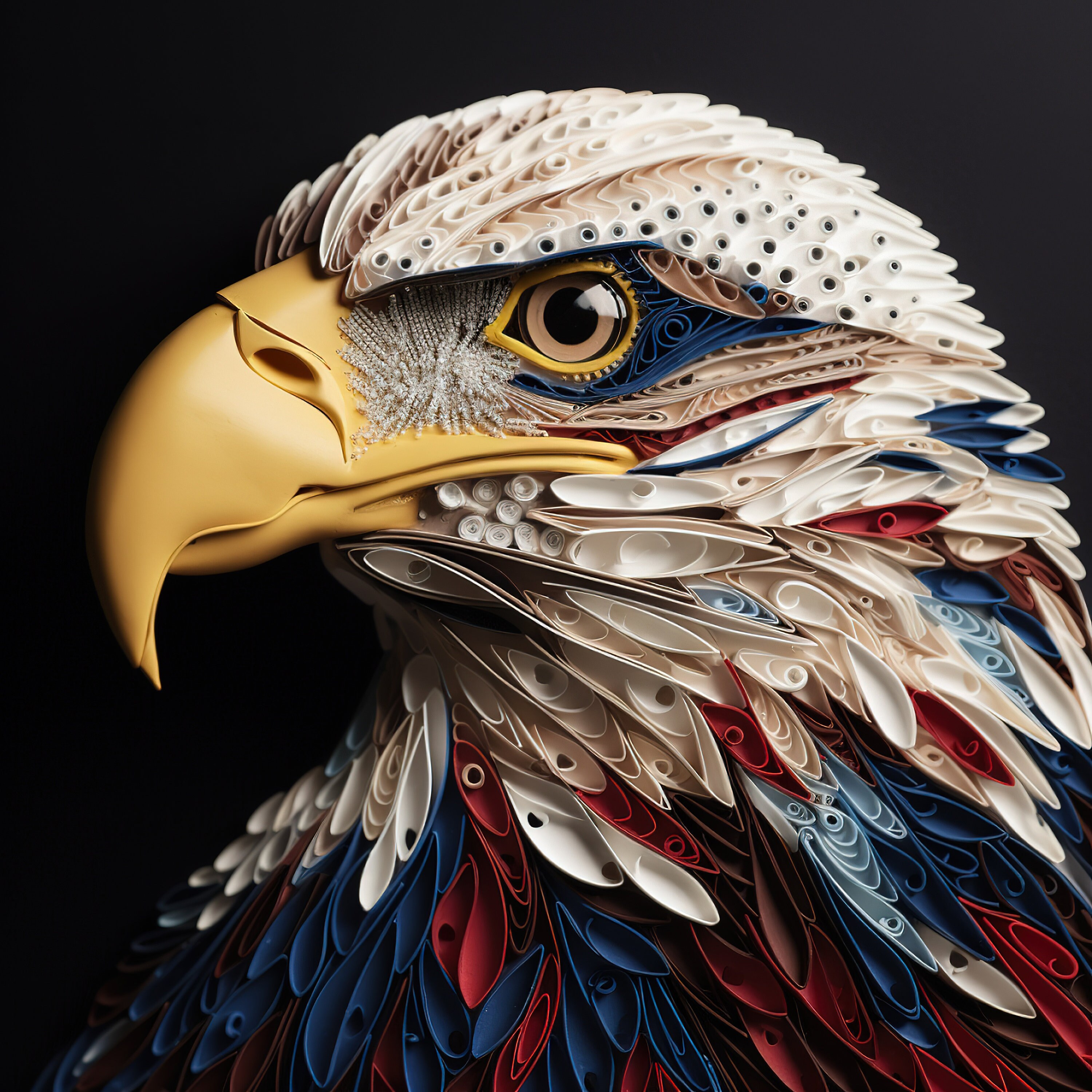Flight of Freedom - A Patriotic Paper Quilled Bald Eagle With US Flag ...