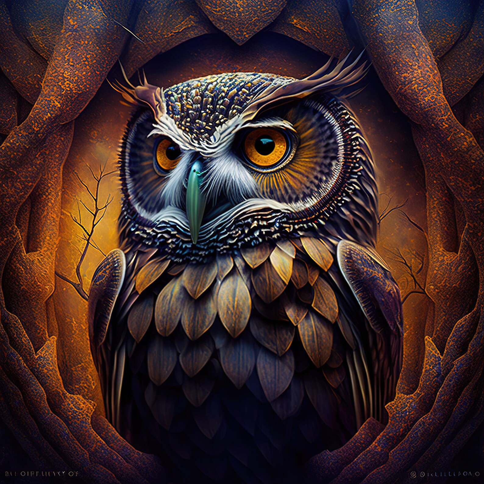 Mystical Owl - A Beautifully Unique Digital Generative Art - Etsy