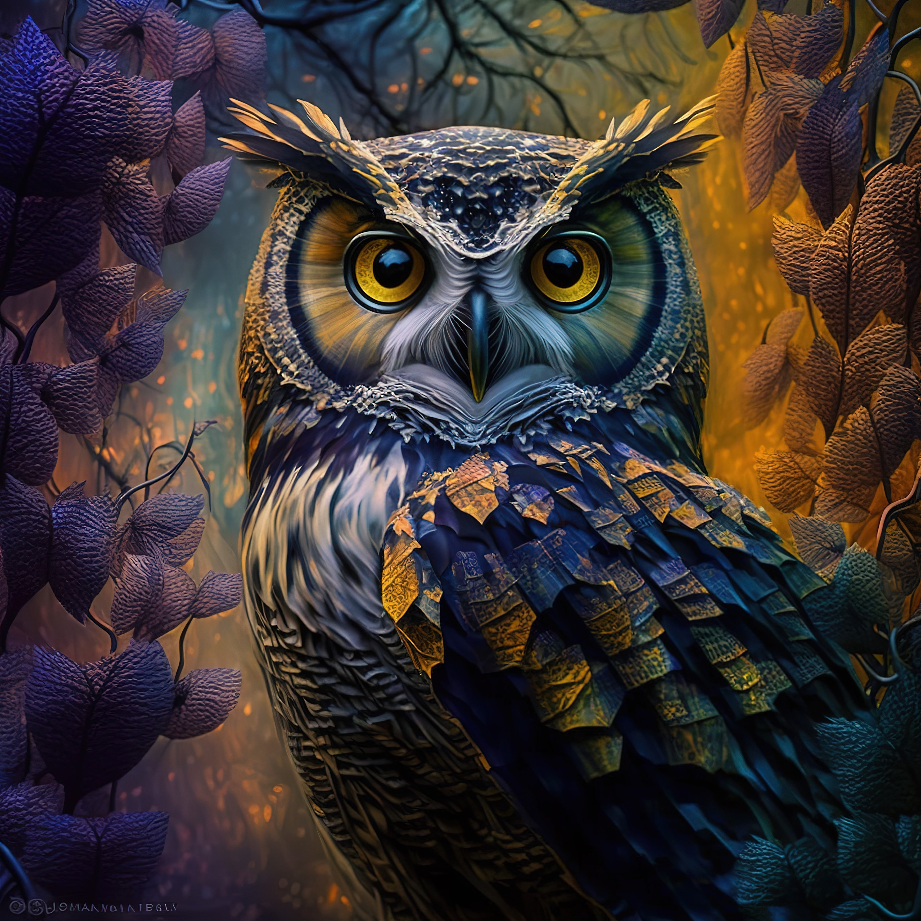 Mystical Owl - A Beautifully Unique Digital Generative Art - Etsy