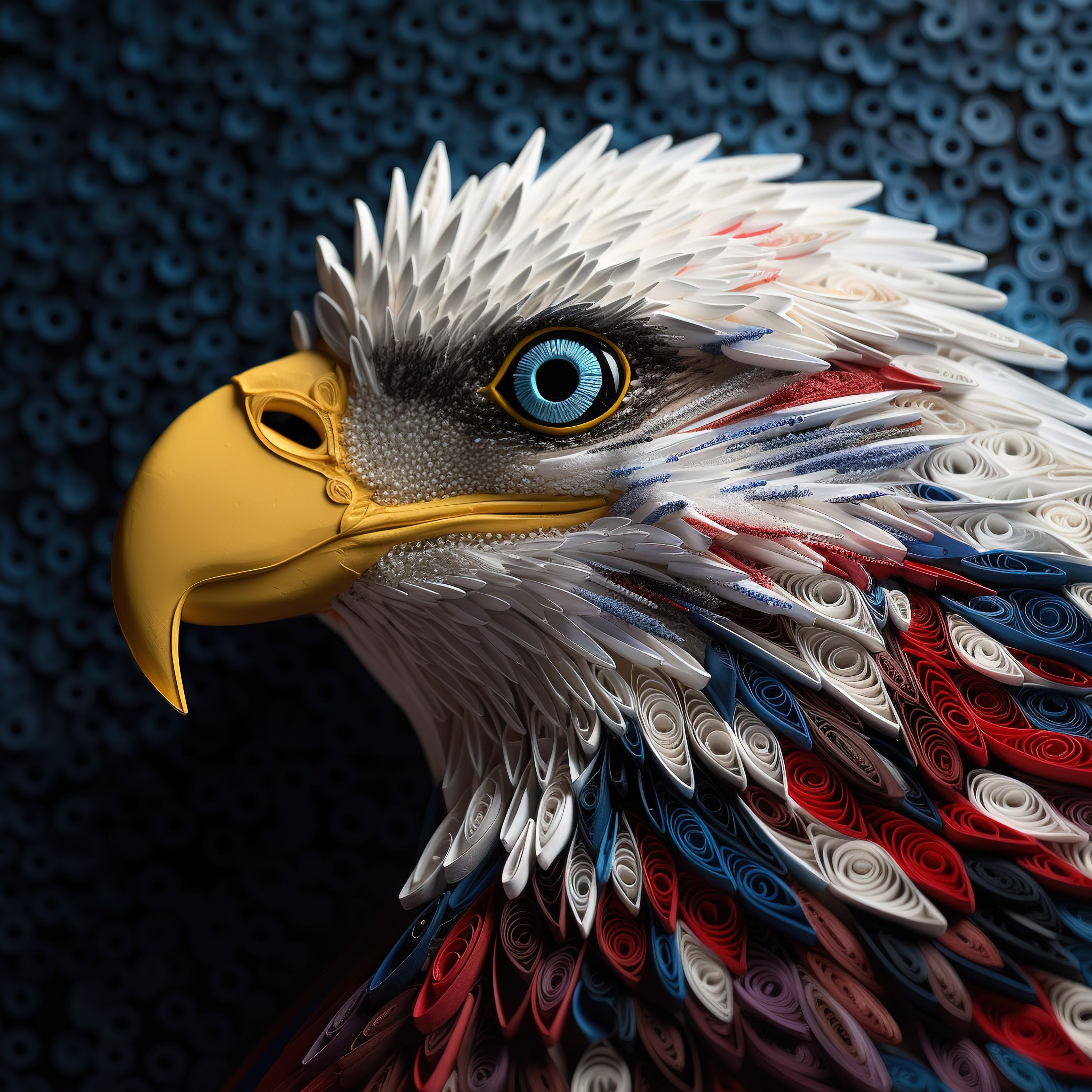 Flight of Freedom - A Patriotic Paper Quilled Bald Eagle With US Flag ...