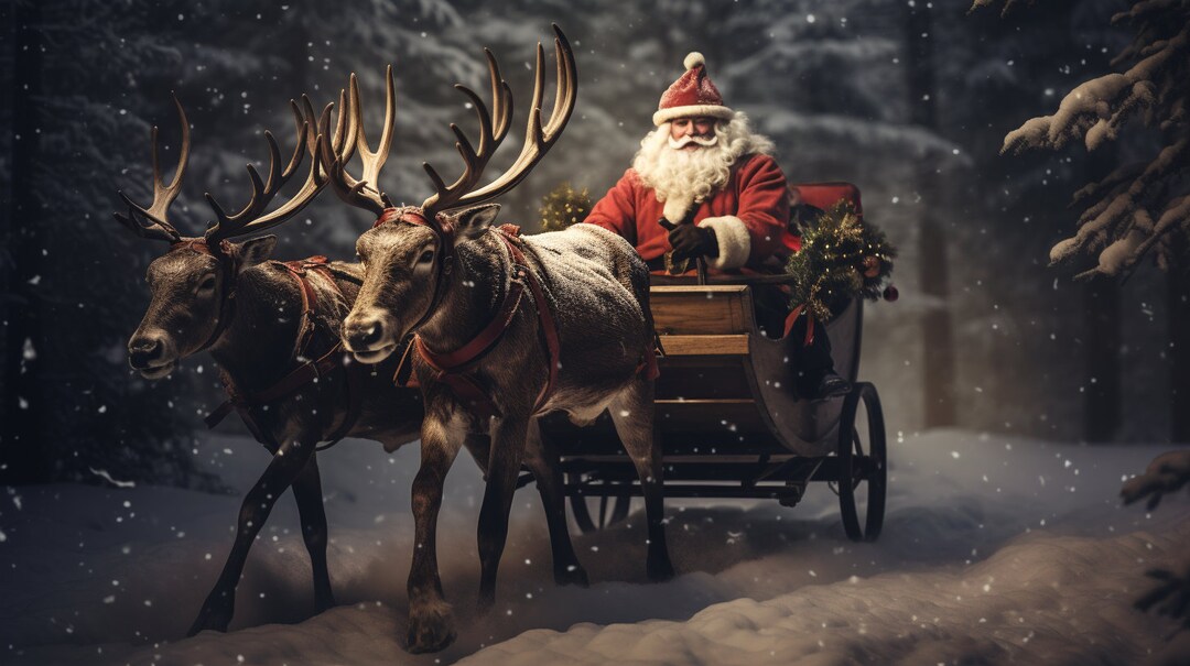 Jolly Journey - Santa Claus and Reindeer Digital Art Collection ...