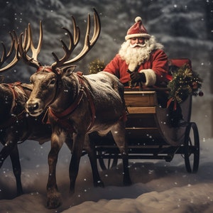 Jolly Journey - Santa Claus and Reindeer Digital Art Collection ...
