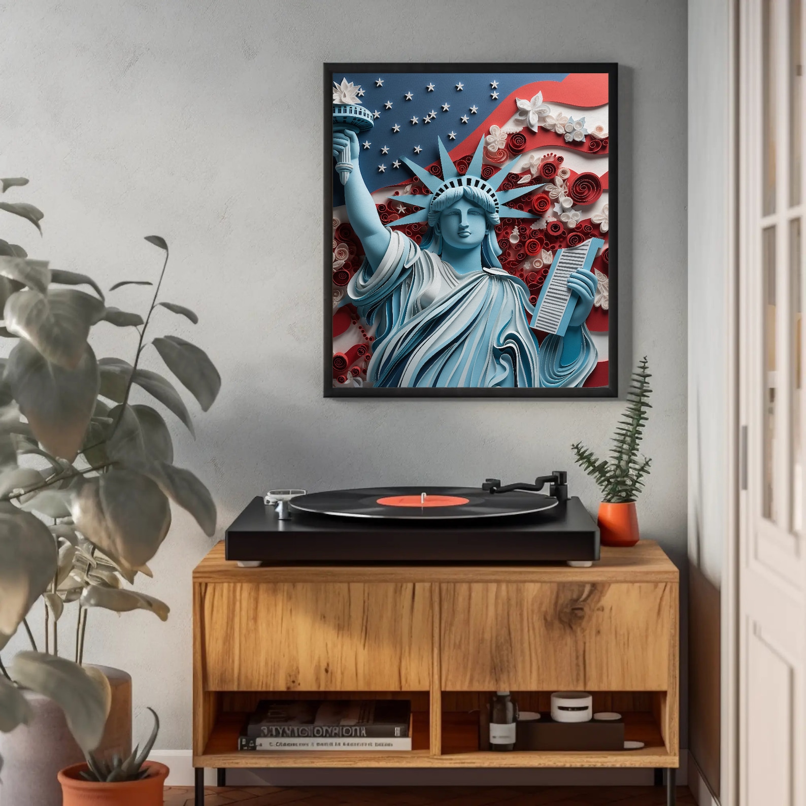 Patriotic Elegance: Quilled Statue of Liberty Glory - Generative AI Art ...