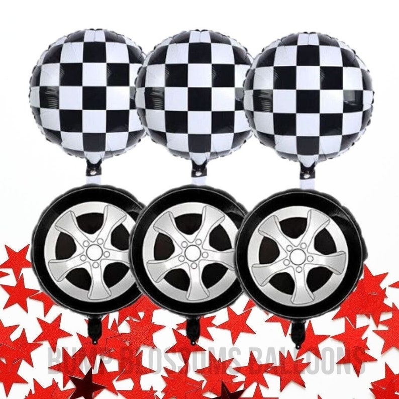 Race Car Mylar Balloons, Race Car Birthday Balloons, Tire Balloon Decor ...