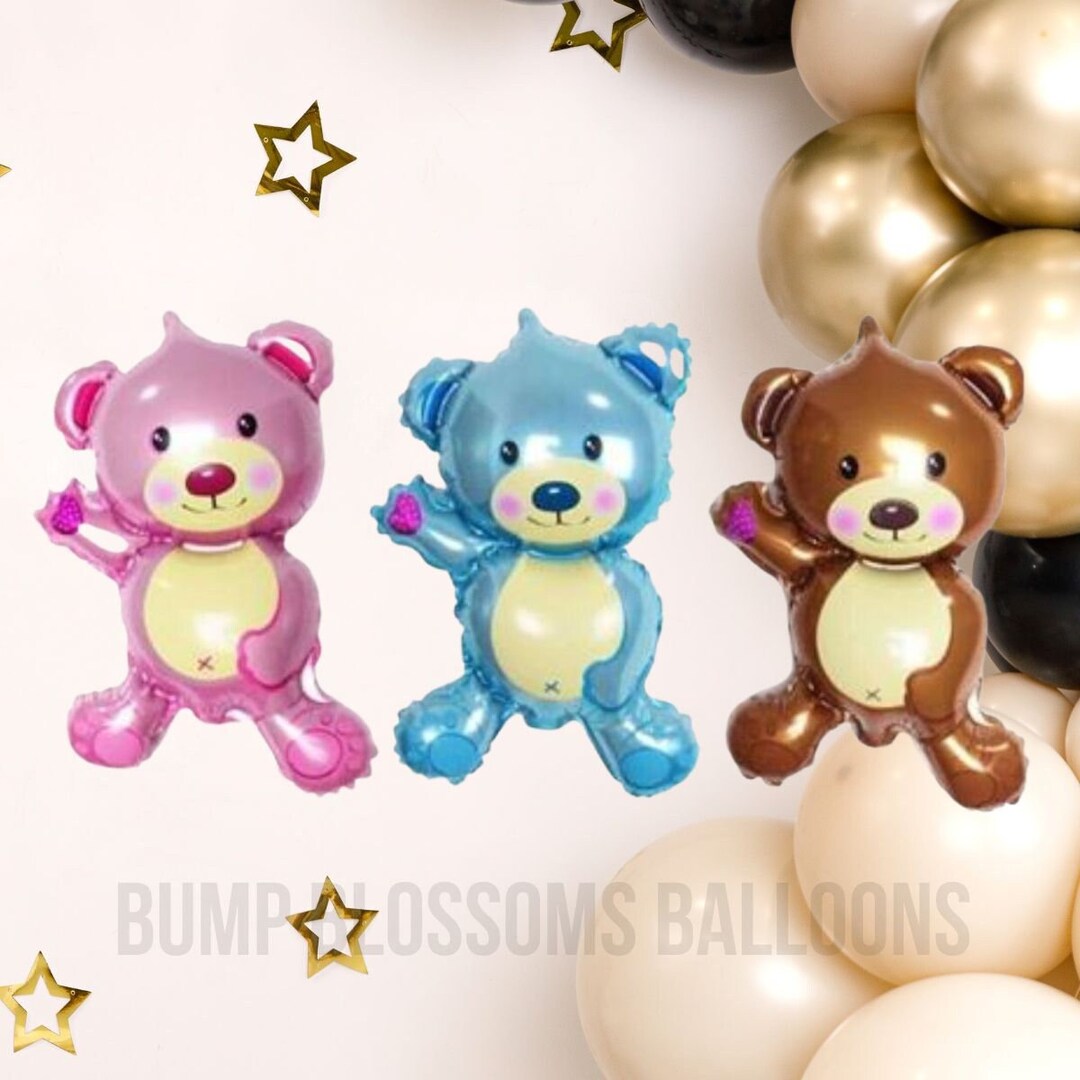Teddy Bear Mylar Balloon, Blue and Brown Teddy Bear Mylar Balloons ...