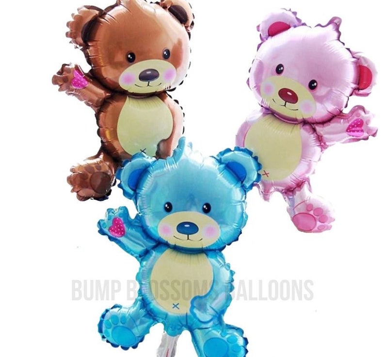Teddy Bear Mylar Balloon, Blue and Brown Teddy Bear Mylar Balloons ...