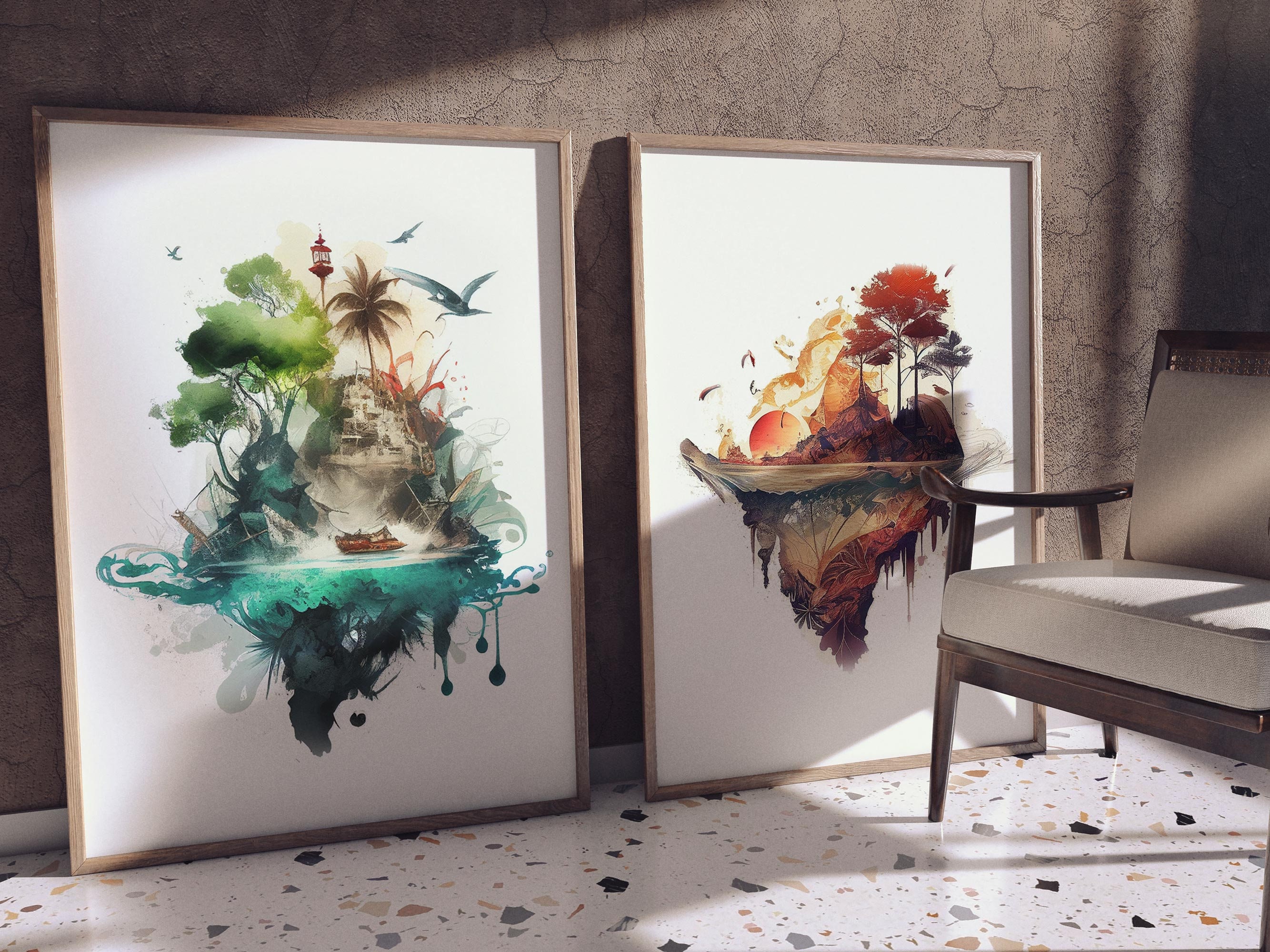 Artistic Landscape Art Set of 9 Designs, Artistic Wall Art Digital ...