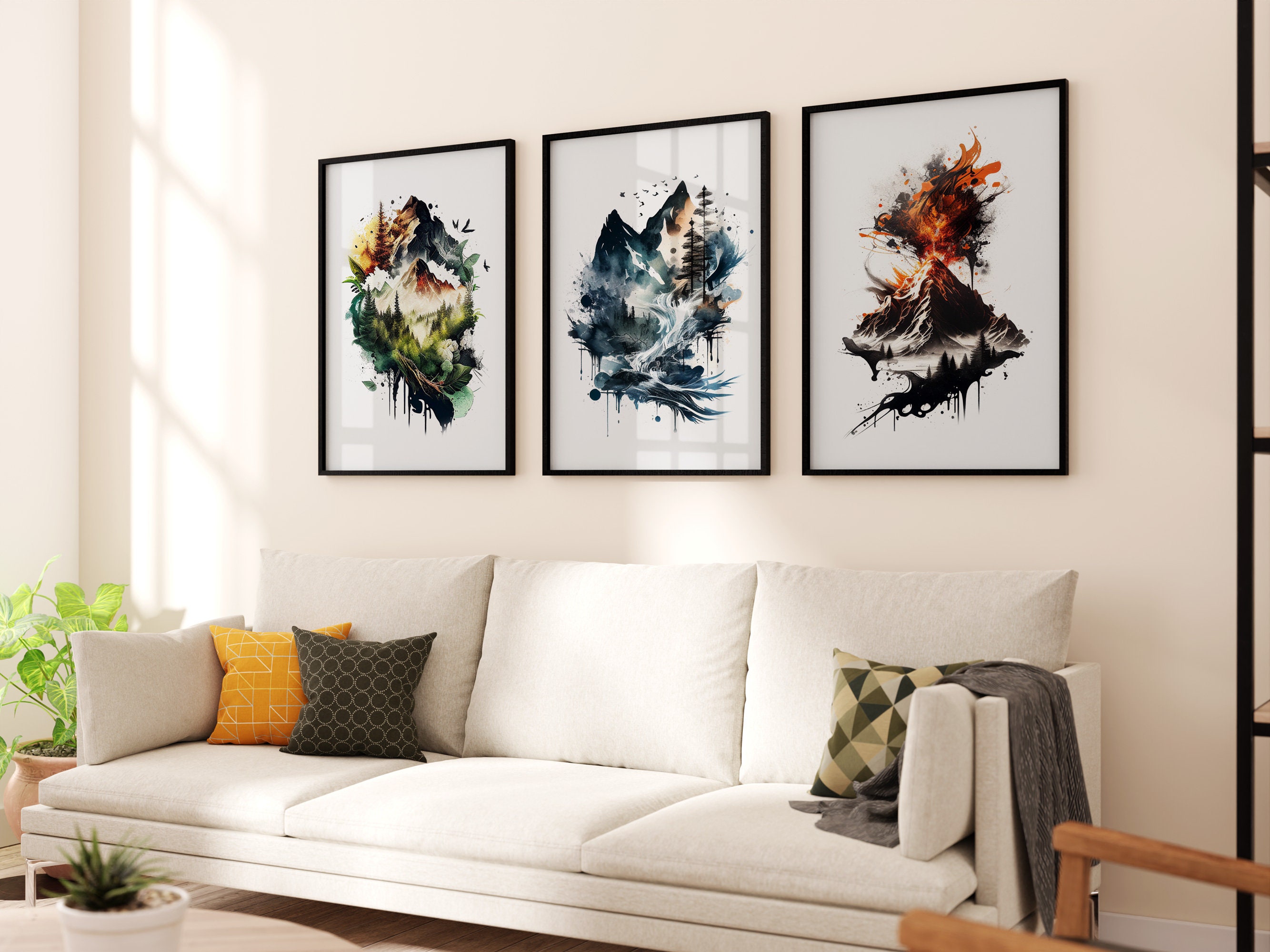 Artistic Landscape Art Set of 9 Designs, Artistic Wall Art Digital ...