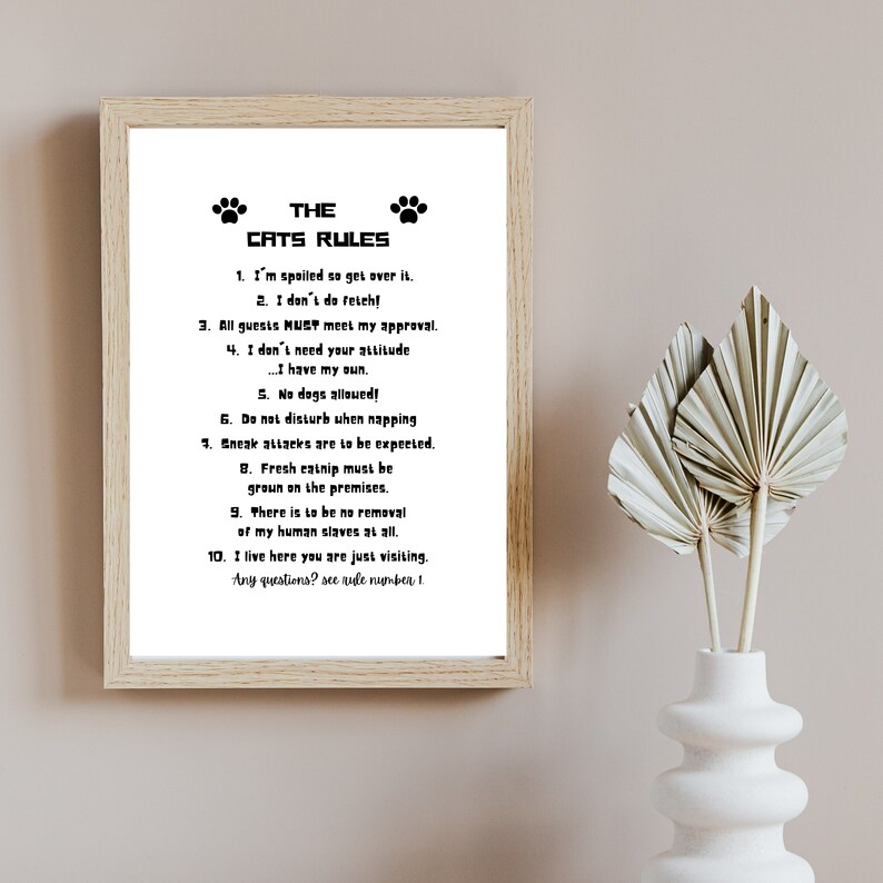 The Cats Rules Printable Digital Download Wall Art - Etsy