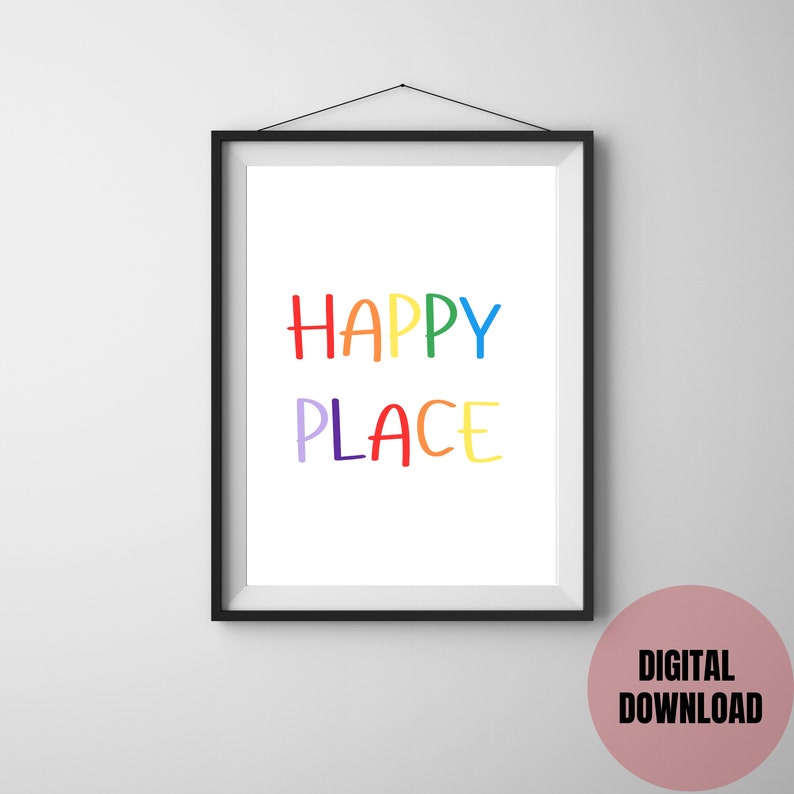 Happy Place Printable Download Wall Art - Etsy