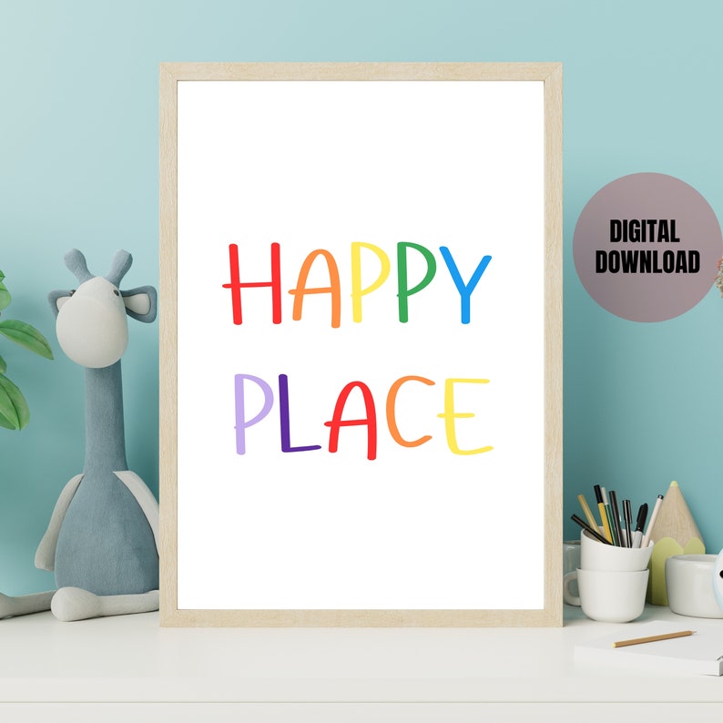 Happy Place Printable Download Wall Art - Etsy
