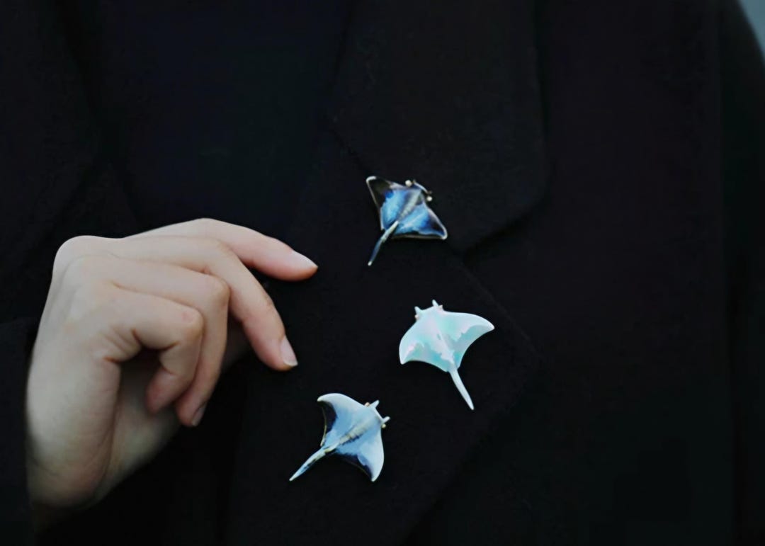Manta Ray Brooch – Stingray Porcelain Brooch | Manta Ray Ceramic Pin ...