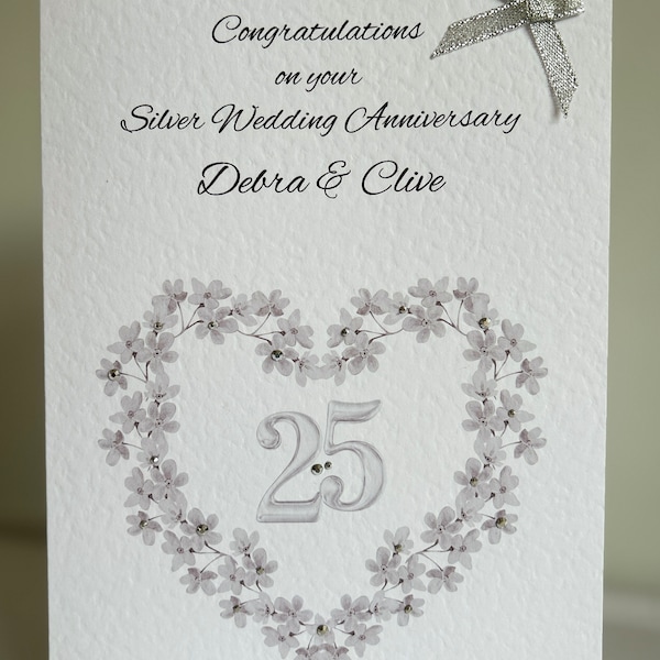Silver Wedding Cards - Etsy UK