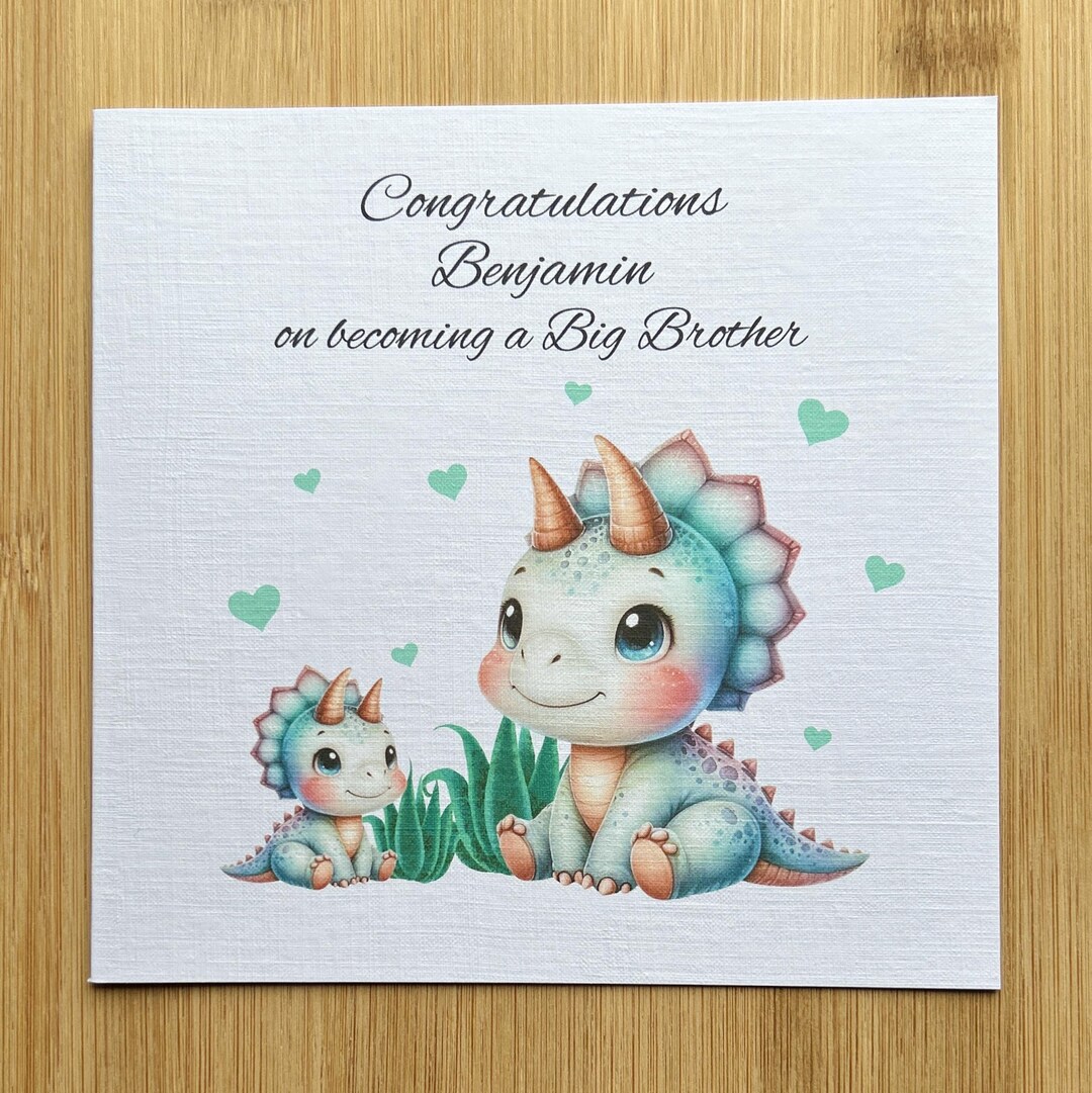 Personalised Big Brother Card, Dinosaur Congratulations Card, Handmade ...