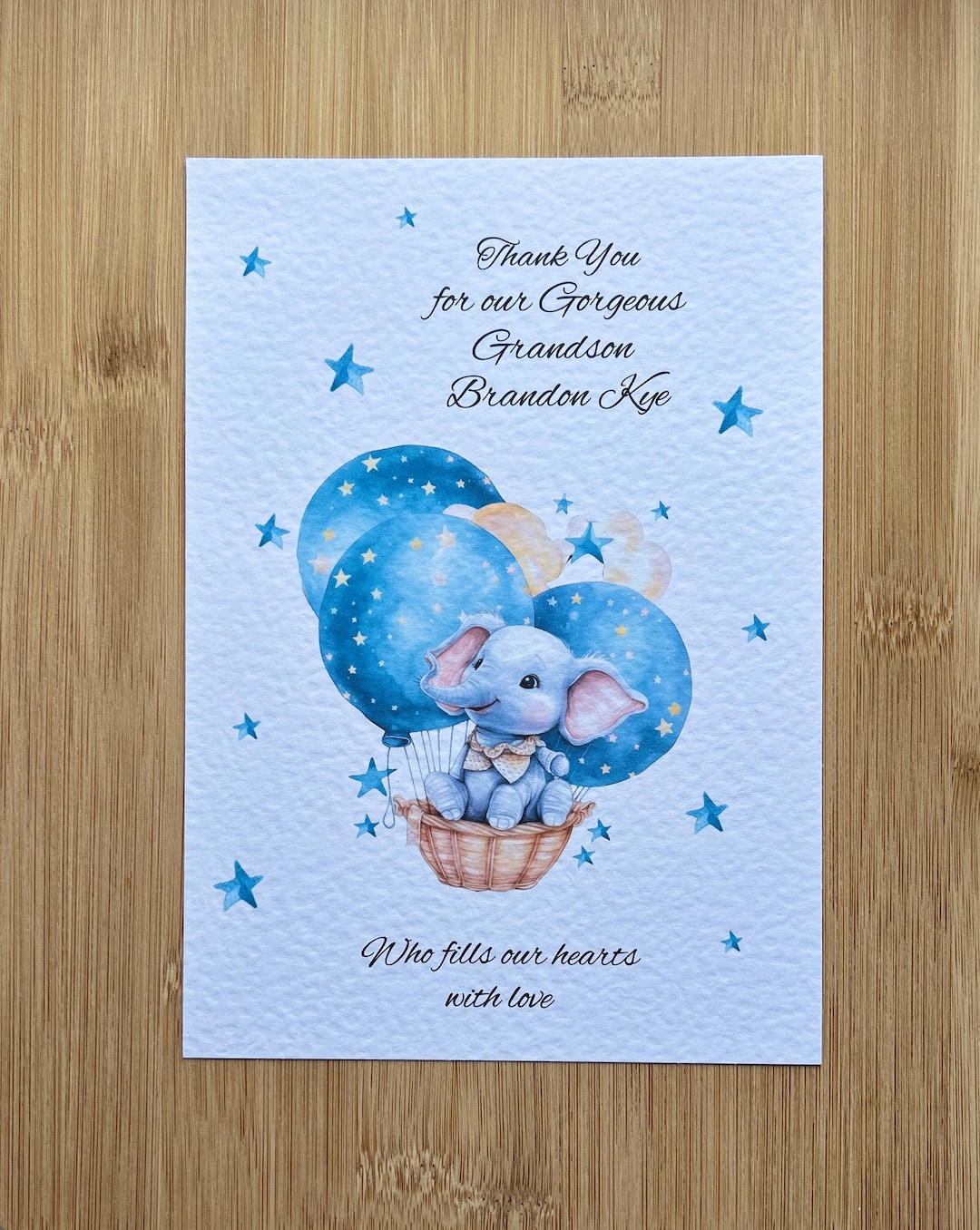 Personalised Grandson Thank You Card: Baby Elephant, New Baby - Etsy UK