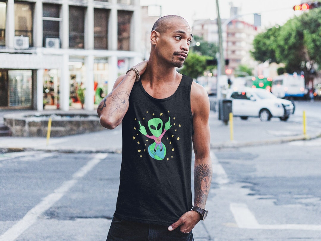 Anarchist Alien Graphic Tank Top, Funny Unisex Cotton Rave Top - Etsy