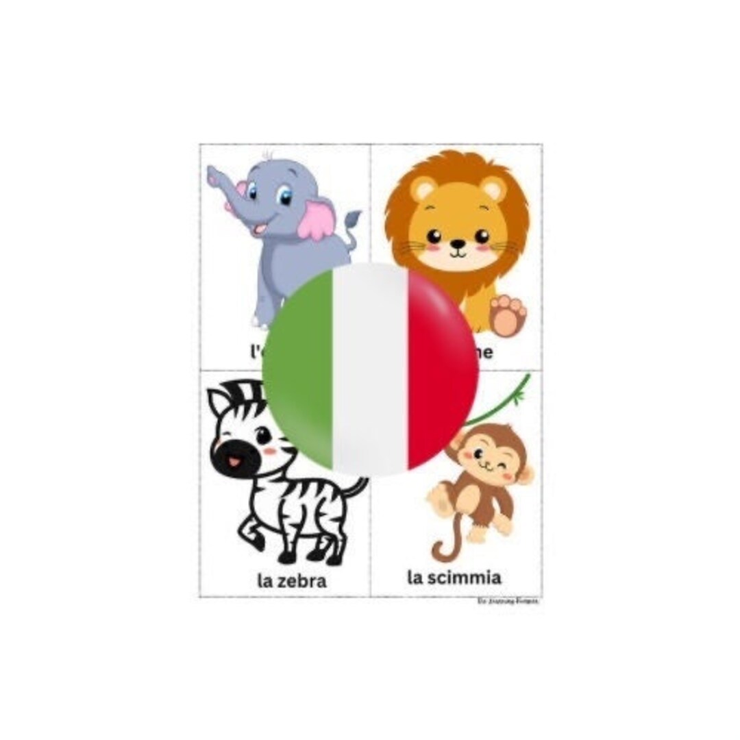 SAFARI & ZOO ANIMALS Italian Printable Flashcards - Etsy