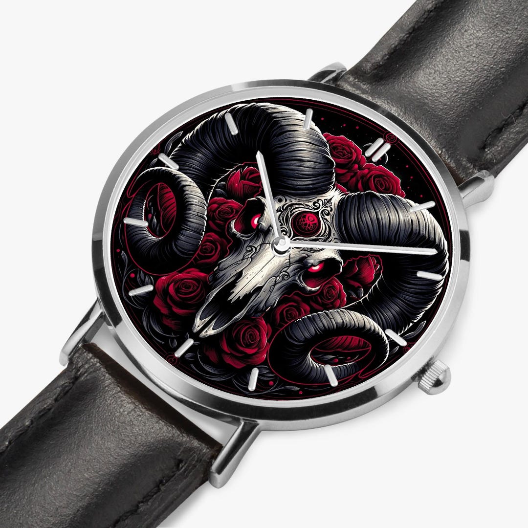 Wristwatch Watch, Gothic, Aries Zodiac Sign, Unisex, Thin Leather Strap ...