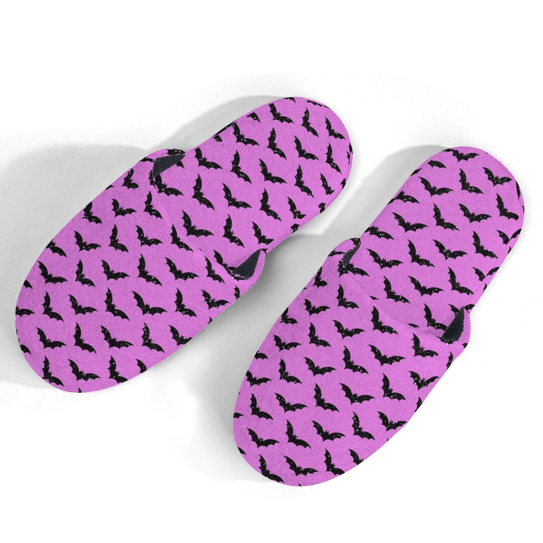 Women's Slippers, Enchanting Bat Design, Soft Plush, Cozy & Comfty ...