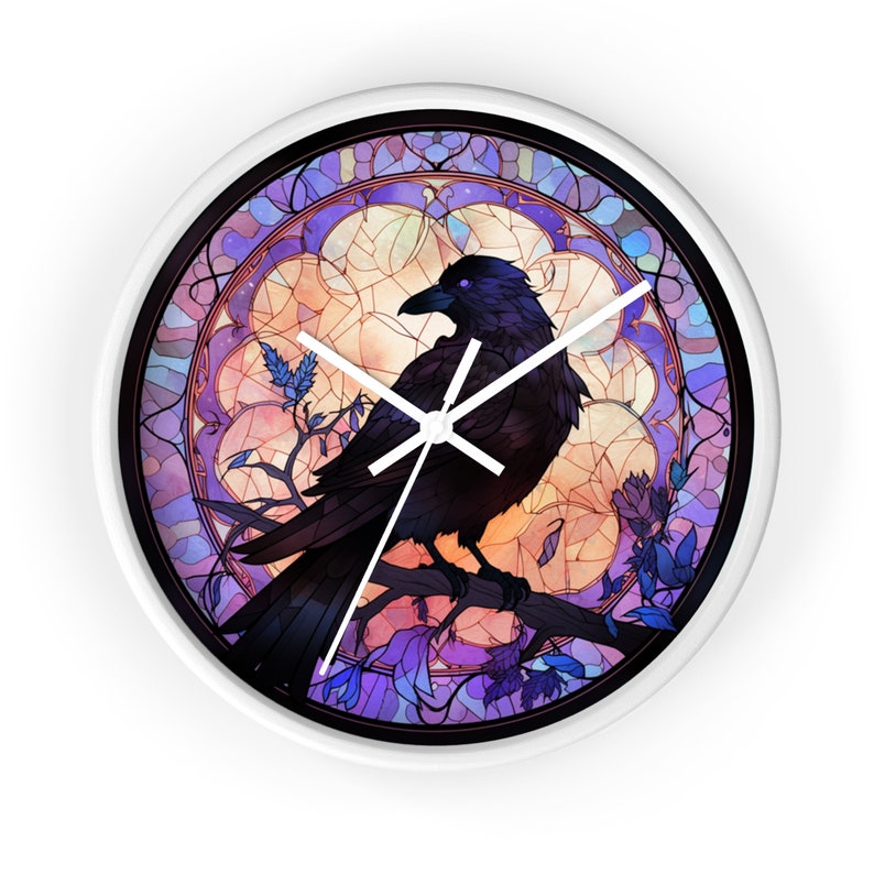 Gothic Stained Glass Raven Clock, Dark Home Decor, Handcrafted Gift ...