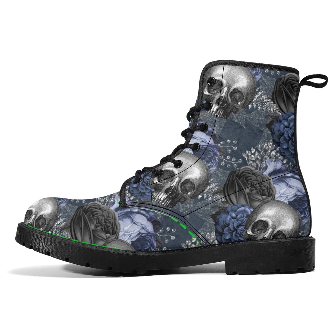 Men Gothic Boots, Skull Boots, Festival Boots, Skulls and Roses, Gift ...