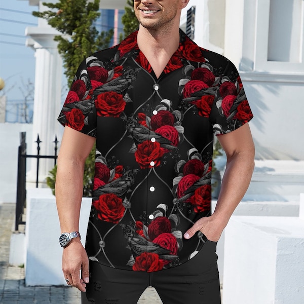 Men Red Floral Shirt - Etsy