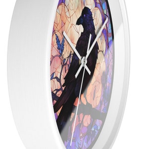 Gothic Stained Glass Raven Clock, Dark Home Decor, Handcrafted Gift ...