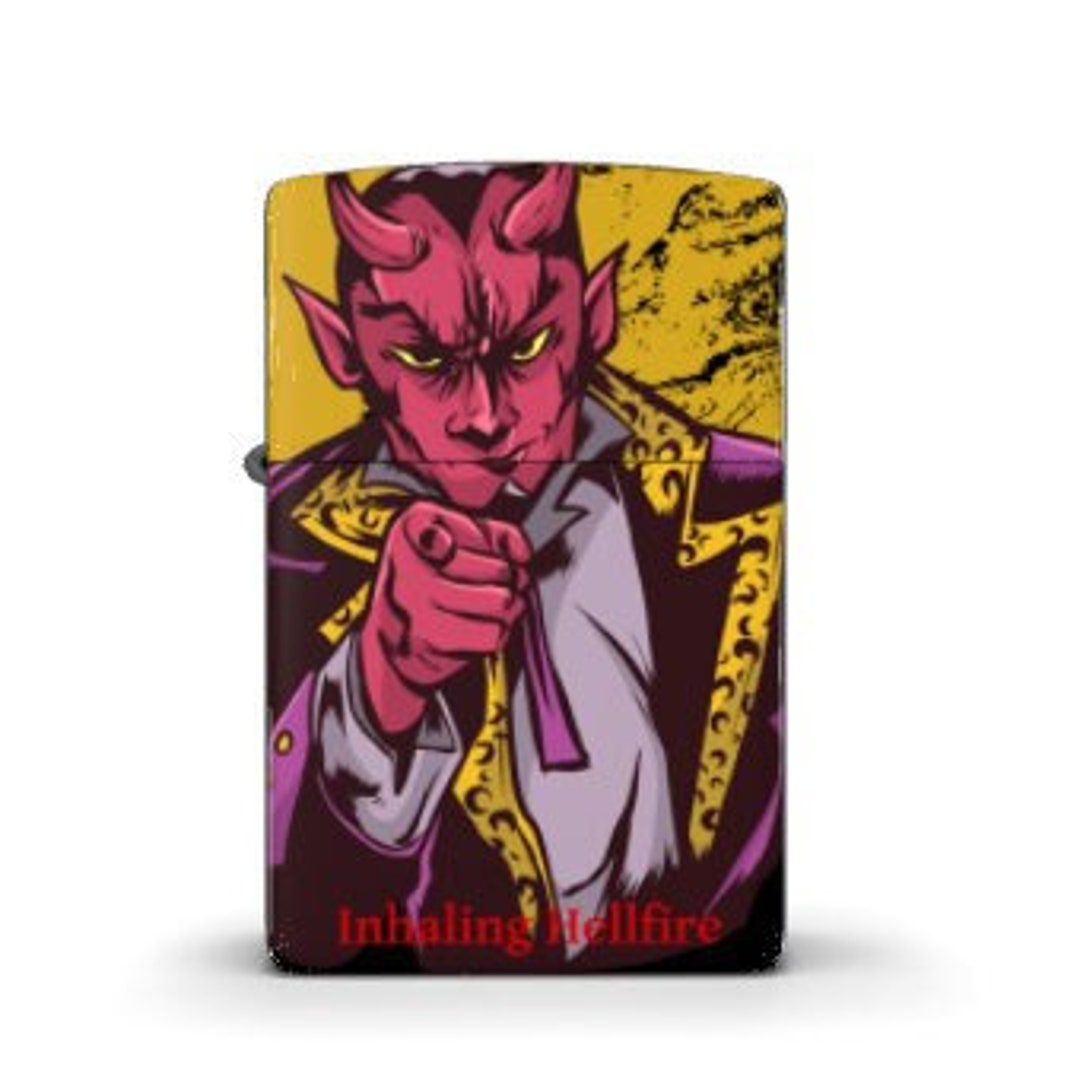 Custom Zippo Lighter Featuring Lucifer’s Image and the Quote “inhaling ...
